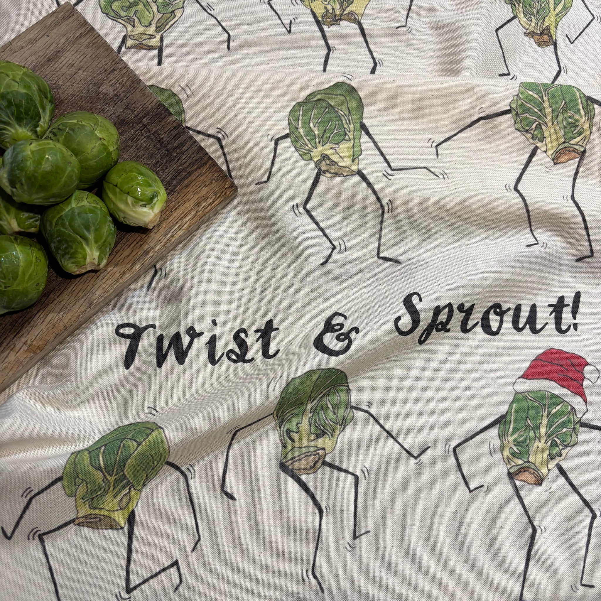 Twist and Sprout! Illustrated Christmas tea towel by Alice Savery ...