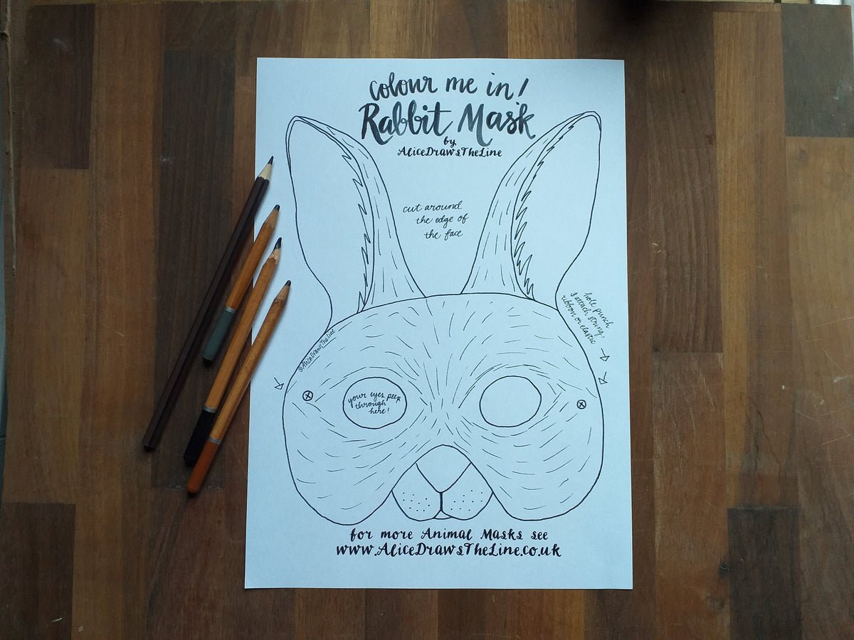 Printable colour in Rabbit Mask by Alice Draws The Line